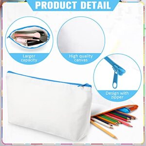 30 Pieces Makeup Bags in Bulk Canvas Pencil Bag Travel Cosmetic Bags Blank DIY Craft Bag Canvas Pen Case Pencil Pouch Makeup Pouch Canvas Zipper Pouch Bags for Girls Teens (8.66 x 5.11 x 1.77 Inches)