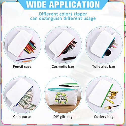 30 Pieces Makeup Bags in Bulk Canvas Pencil Bag Travel Cosmetic Bags Blank DIY Craft Bag Canvas Pen Case Pencil Pouch Makeup Pouch Canvas Zipper Pouch Bags for Girls Teens (8.66 x 5.11 x 1.77 Inches)