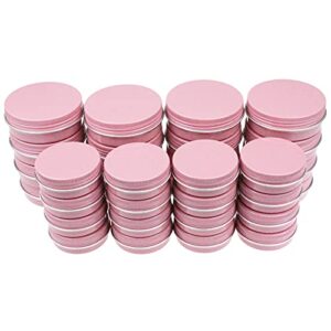 32 Pieces Screw Lid Round Aluminum Tins Empty Metal Jars Spice Lip Balm Candle Storage Containers Travel Cans, 2oz & 1oz Mixed Sizes (Pink)