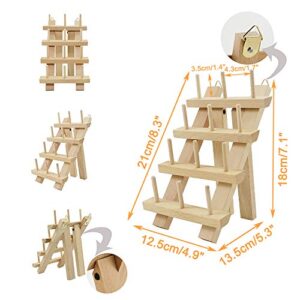 New brothread 60 Spools + 12 Spools Wooden Thread Rack/Thread Holder Organizer with Hanging Hooks for Embroidery Quilting and Sewing Threads - Mother + Baby Thread Rack