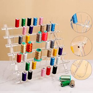 Thread Holder Organizer, 70 Spools Acrylic Foldable Hair Braiding Rack for Hair, Clear Thread Rack Storage for Sewing Quilting Embroidery Organizer Stand (Transparent 2)