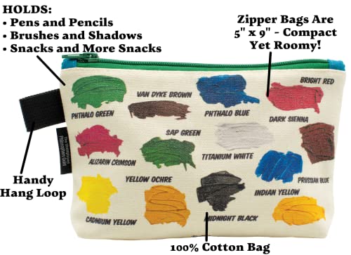 Bob Ross Bag - 9" Canvas Zipper Pouch for Pencils, Tools, Cosmetics, Toiletries and More