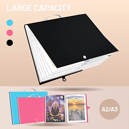 A3 Diamond Art Storage Diamond Painting Kits Combo Folderd for Diamond Painting 30-Page Transparent Sleeve Large Capacity (30 pages30.5x42.5cm(12x16.7inch）, Black)