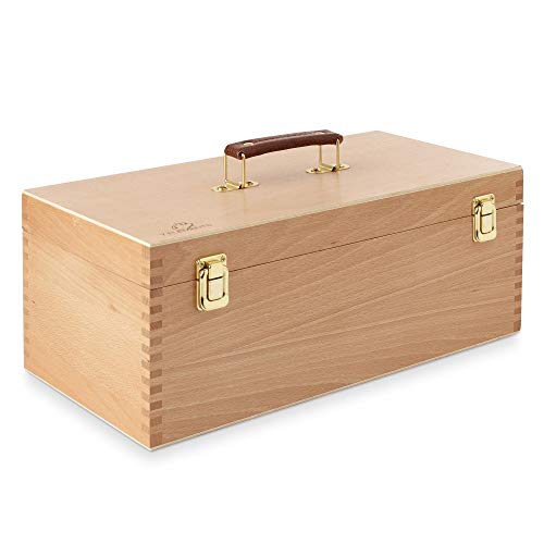 7 Elements Wooden Art Supply Storage Organizer - Large Beechwood Artist Tool Box with Drawer