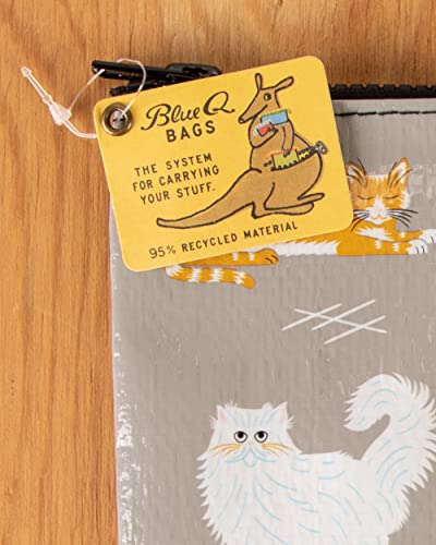 Blue Q Zipper Pouch, People I Love: Cats. Great for organizing larger bags. Features a chunky sturdy zipper, easy-to-wipe-clean, made from 95% recycled material, 7.25"h x 9.5"w