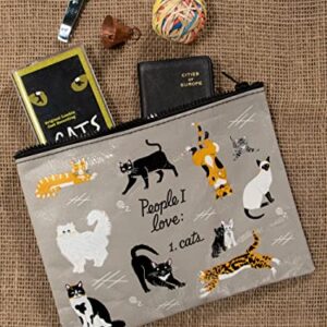 Blue Q Zipper Pouch, People I Love: Cats. Great for organizing larger bags. Features a chunky sturdy zipper, easy-to-wipe-clean, made from 95% recycled material, 7.25"h x 9.5"w