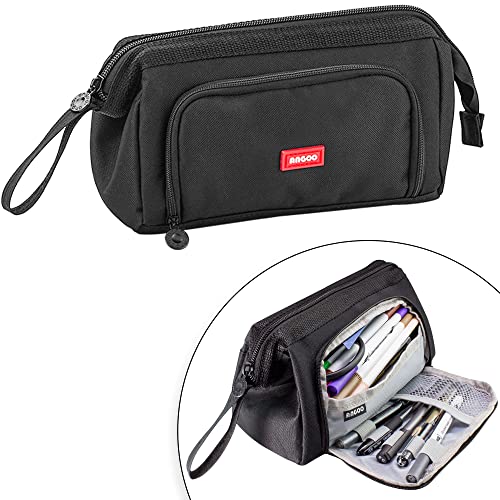 Teskyer Pencil Case, Extra Large Pencil Pouch, Easy to Carry Pencil Bag for Students Men and Women, Black