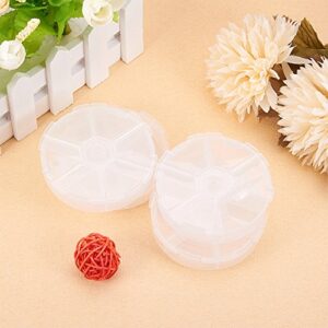 Pandahall 20Pcs 3.07 Inch Diameter Plastic Bead Storage Containers 6 Grids Transparent Clear Round Jewelry Boxes Organizers