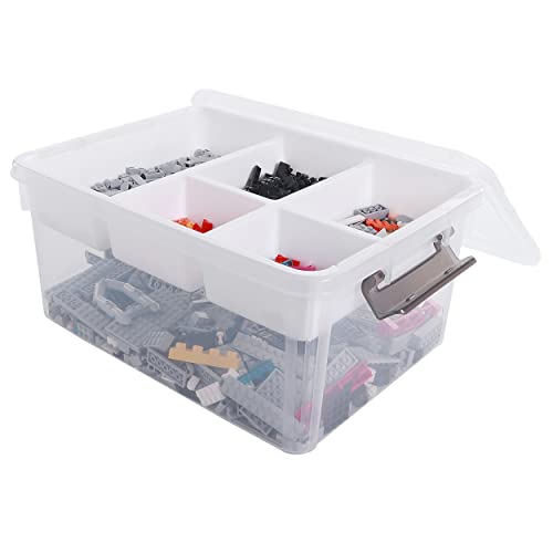 Citylife 17QT Plastic Storage Box with Removable Tray Craft Organizers and Storage Clear Storage Container for Organizing Lego, Bead, Tool, Sewing