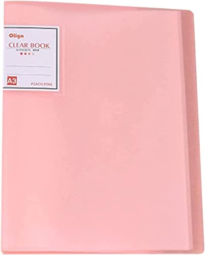 A3 Diamond Painting Storage Book 30 Pages, Art Portfolios Painting Storage Book Clear Pockets Sleeves Protectors for Artwork, Report Sheet, Letter Album Folder Storage Bag, 11*17in/ 44 X 32.5cm (Pink)