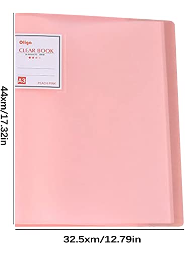 A3 Diamond Painting Storage Book 30 Pages, Art Portfolios Painting Storage Book Clear Pockets Sleeves Protectors for Artwork, Report Sheet, Letter Album Folder Storage Bag, 11*17in/ 44 X 32.5cm (Pink)