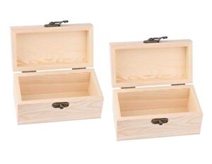 unfinished wood box , dedoot 2 pcs 5.5×2.75×2.87 inch small wood craft box with locking clasp rectangle wood gift box organizer for jewelry artist tool and brush storage box