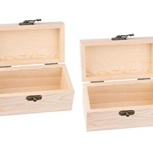 Unfinished Wood Box , Dedoot 2 PCS 5.5x2.75x2.87 Inch Small Wood Craft Box with Locking Clasp Rectangle Wood Gift Box Organizer for Jewelry Artist Tool and Brush Storage Box