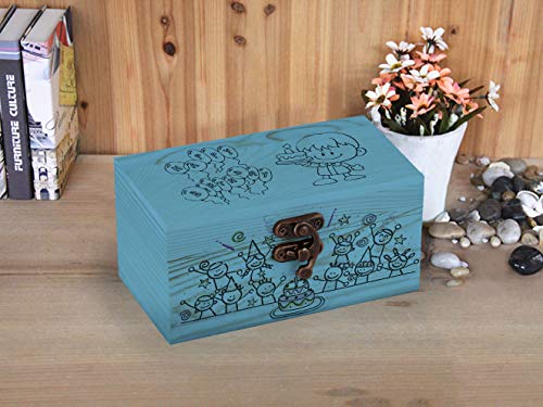 Unfinished Wood Box , Dedoot 2 PCS 5.5x2.75x2.87 Inch Small Wood Craft Box with Locking Clasp Rectangle Wood Gift Box Organizer for Jewelry Artist Tool and Brush Storage Box