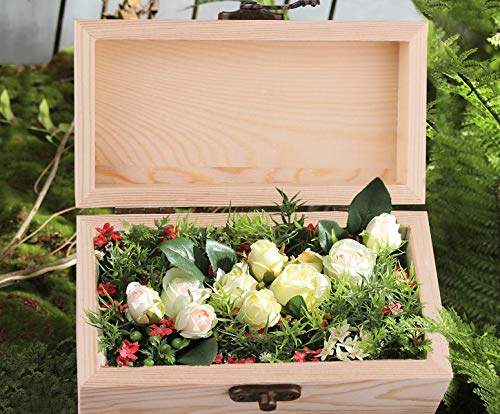 Unfinished Wood Box , Dedoot 2 PCS 5.5x2.75x2.87 Inch Small Wood Craft Box with Locking Clasp Rectangle Wood Gift Box Organizer for Jewelry Artist Tool and Brush Storage Box