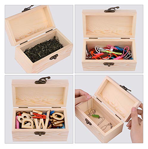 Unfinished Wood Box , Dedoot 2 PCS 5.5x2.75x2.87 Inch Small Wood Craft Box with Locking Clasp Rectangle Wood Gift Box Organizer for Jewelry Artist Tool and Brush Storage Box