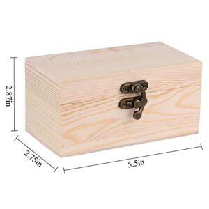 Unfinished Wood Box , Dedoot 2 PCS 5.5x2.75x2.87 Inch Small Wood Craft Box with Locking Clasp Rectangle Wood Gift Box Organizer for Jewelry Artist Tool and Brush Storage Box