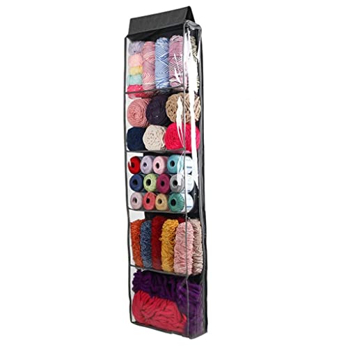 LUKEO Hanging Yarn Storage Bag Waterproof Oxford Cloth Wall Display Bulk Organizer Knitting Needles