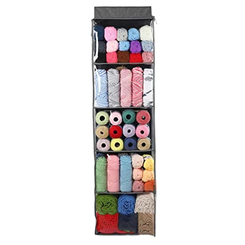 LUKEO Hanging Yarn Storage Bag Waterproof Oxford Cloth Wall Display Bulk Organizer Knitting Needles