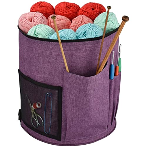 LUKEO Portable Crochet Yarn Wool Storage Bag Household DIY Knitting Needles Craft Sewing Tools Organizer