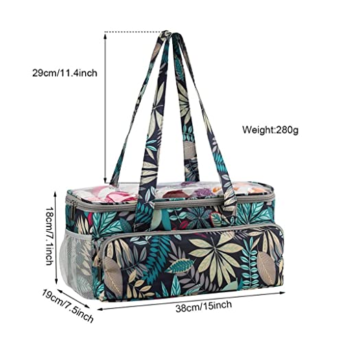 LUKEO Maple Leaves Yarn Storage Bag Knitting ToteKnitting Organizer Women's Sewing Crochet Hooks