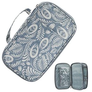 katech empty knitting needles case portable travel crochet hooks case zipper storage bag organizer with transparent pocket and holder slots for carrying knitting needles and crochet accessories (grey)