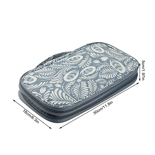 Katech Empty Knitting Needles Case Portable Travel Crochet Hooks Case Zipper Storage Bag Organizer with Transparent Pocket and Holder Slots for Carrying Knitting Needles and Crochet Accessories (Grey)