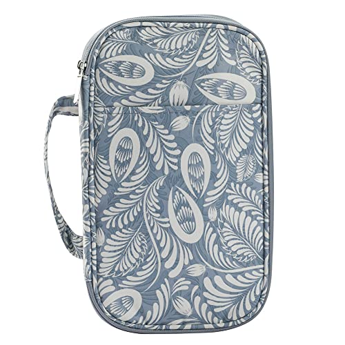 Katech Empty Knitting Needles Case Portable Travel Crochet Hooks Case Zipper Storage Bag Organizer with Transparent Pocket and Holder Slots for Carrying Knitting Needles and Crochet Accessories (Grey)