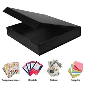 12x12 Scrapbook Storage Box for Scrapbooks, Papers and Supplies, Odor Free, Solid Black, 2 PCS 2 Pack