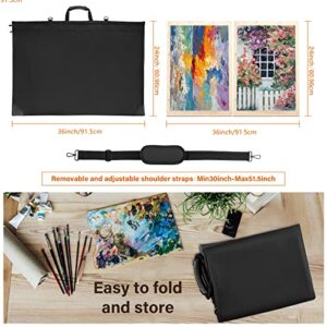 Alpinista Art Portfolio Bag,24 x 36 inches Waterproof Art Work Portfolio Case with Detachable Shoulder Strap for Artwork Organization, Black