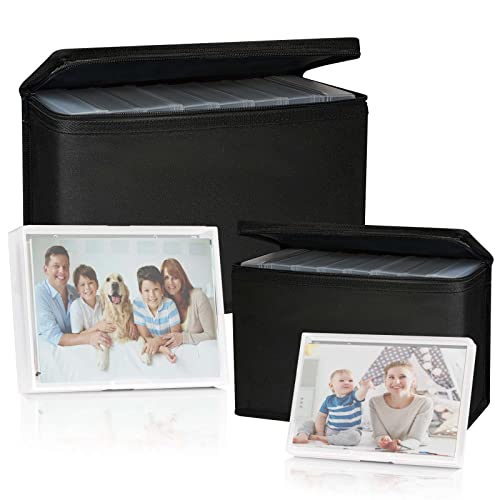 Barhon Photo Storage Boxes Set - 8 Pack 4x6 and 8 Pack 5x7, Photos Case Containers with Lightproof Zipper Cloth Bags, Multi-Sized Seed Organizer with Handle for Stickers Craft (Clear)