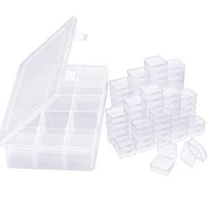 funtopia 52 packs small beads storage containers & clear organizer box, 15 grids large plastic organizer box with dividers mini bead organizers for storage crafts, jewelry and small items