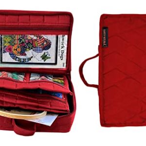 Yazzii Original Craft Organizer Tote Bag - Portable Storage Bag Organizer - Multipurpose Storage Organizer for Crafts, Cosmetics & Jewelry. Red