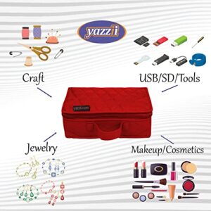 Yazzii Original Craft Organizer Tote Bag - Portable Storage Bag Organizer - Multipurpose Storage Organizer for Crafts, Cosmetics & Jewelry. Red