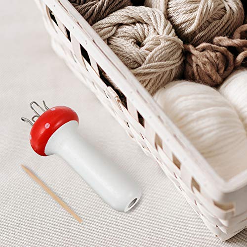 Milisten 1PCS French Knitter Wooden Knitting Spool Mushroom Yarn Knitting Spool Knitter Bead Jewelry Maker Braiding Weaving Tool