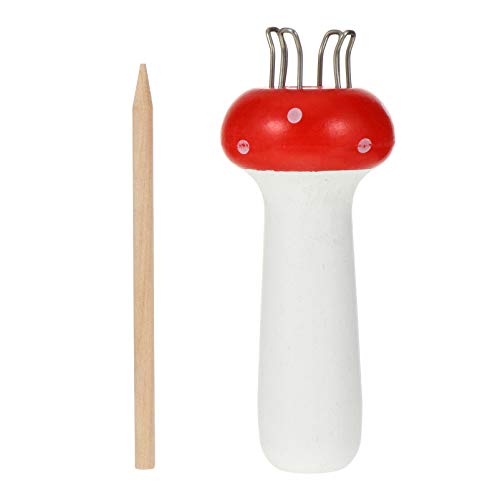 Milisten 1PCS French Knitter Wooden Knitting Spool Mushroom Yarn Knitting Spool Knitter Bead Jewelry Maker Braiding Weaving Tool