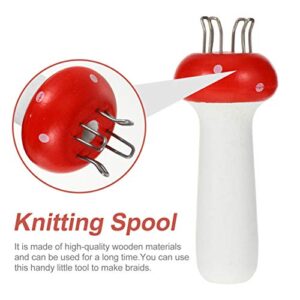 Milisten 1PCS French Knitter Wooden Knitting Spool Mushroom Yarn Knitting Spool Knitter Bead Jewelry Maker Braiding Weaving Tool