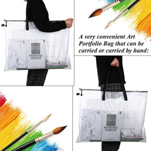 10 Pieces Art Portfolios Bags 19 x 25 Inches Waterproof Art Portfolios Bag Art Posters Storage Bags Art Supply Bags with Zipper and Handle for Artworks,Bulletin Boards,Charts and Teaching Material