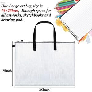 10 Pieces Art Portfolios Bags 19 x 25 Inches Waterproof Art Portfolios Bag Art Posters Storage Bags Art Supply Bags with Zipper and Handle for Artworks,Bulletin Boards,Charts and Teaching Material