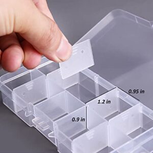 UHZBTEC 10 Grids Plastic Bead Organizer Box/Clear Crafts Thread Storage Containers with Removable Dividers (Free Letter Stickers)