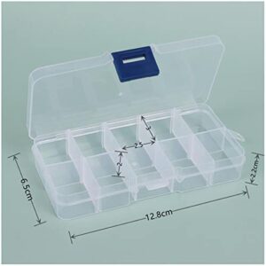 UHZBTEC 10 Grids Plastic Bead Organizer Box/Clear Crafts Thread Storage Containers with Removable Dividers (Free Letter Stickers)