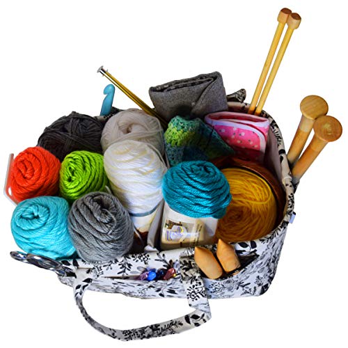 Stitch Happy Yarn Caddy - Storage Basket for Knitting and Crochet Supplies - Art Storage and Organization