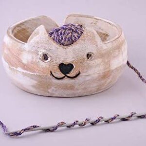 Wooden Yarn Bowl Knitting Bowl Large Crochet Yarn Holder YB03 Handmade Crocheting Accessories and Supplies Organizer 7 x 3"