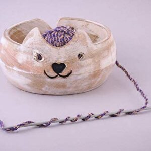 Wooden Yarn Bowl Knitting Bowl Large Crochet Yarn Holder YB03 Handmade Crocheting Accessories and Supplies Organizer 7 x 3"