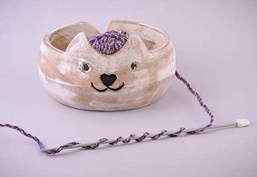 Wooden Yarn Bowl Knitting Bowl Large Crochet Yarn Holder YB03 Handmade Crocheting Accessories and Supplies Organizer 7 x 3"