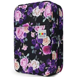 youshares big capacity colored pencil case – 300 slots large pen case organizer with multilayer holder for prismacolor colored pencils & gel pen (purple pink rose)