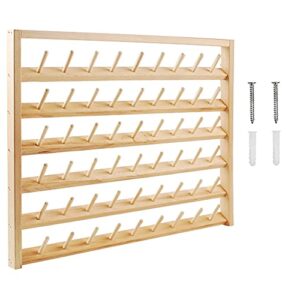 nw wooden thread holder sewing and embroidery thread rack and organizer thread rack for sewing with hanging hooks for wall(54-spools)