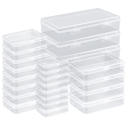 Clear Plastic Beads Storage Containers Empty Mini Storage Containers Box,24 Pack Plastic Storage Containers with Lids,Beads Storage Box with Hinged Lid for Beads,Earplugs,Pins, Small Items