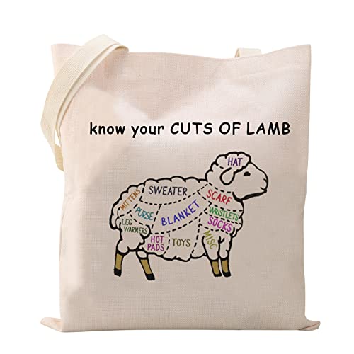 XYANFA Knitting Cuts Of Lamb Knitting Tote Bag Knitter Tote Bag Gift For Knitter Knitting Lover Gifts Sheep Lamb Lover Gift (CUTS OF LAMB tote bag)