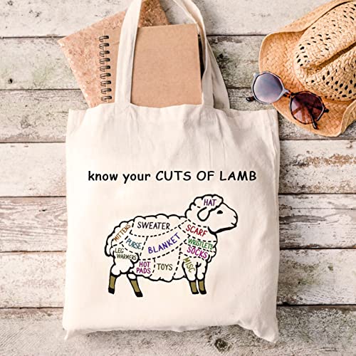 XYANFA Knitting Cuts Of Lamb Knitting Tote Bag Knitter Tote Bag Gift For Knitter Knitting Lover Gifts Sheep Lamb Lover Gift (CUTS OF LAMB tote bag)